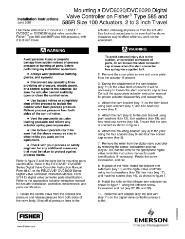 Fisher Mounting a DVC6020/DVC6020 Digital Valve Controllers on Type 585 ...