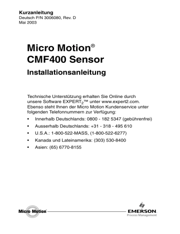 Micro Motion CMF400 Sensor Installationsanleitung | Manualzz