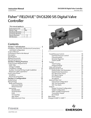 Fisher FIELDVUE DVC6200 SIS Digital Valve Controller Instruction manual | Manualzz