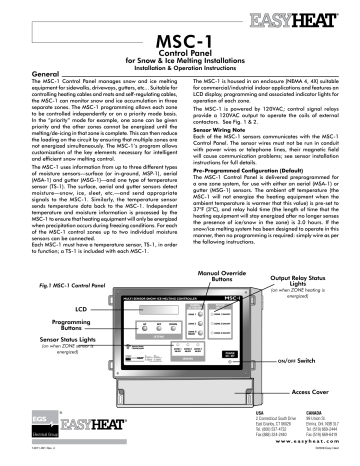 EasyHeat MSC-1 Control Panel, 14071-001 Installation & Operation ...