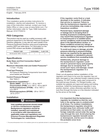 Fisher Y696 Installation Guide | Manualzz