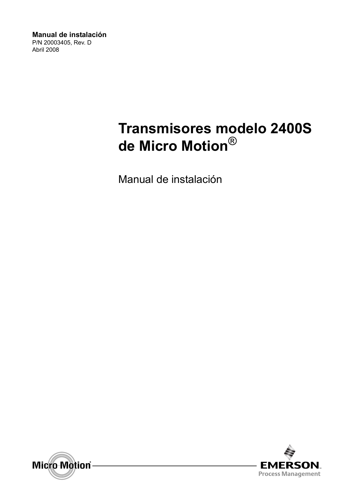 Micro Motion Transmisores modelo 2400S Guía de instalación | Manualzz