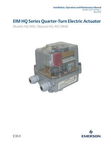 EIM HQ Series Quarter-Turn Electric Actuator Models HQ-006 / Owner's ...