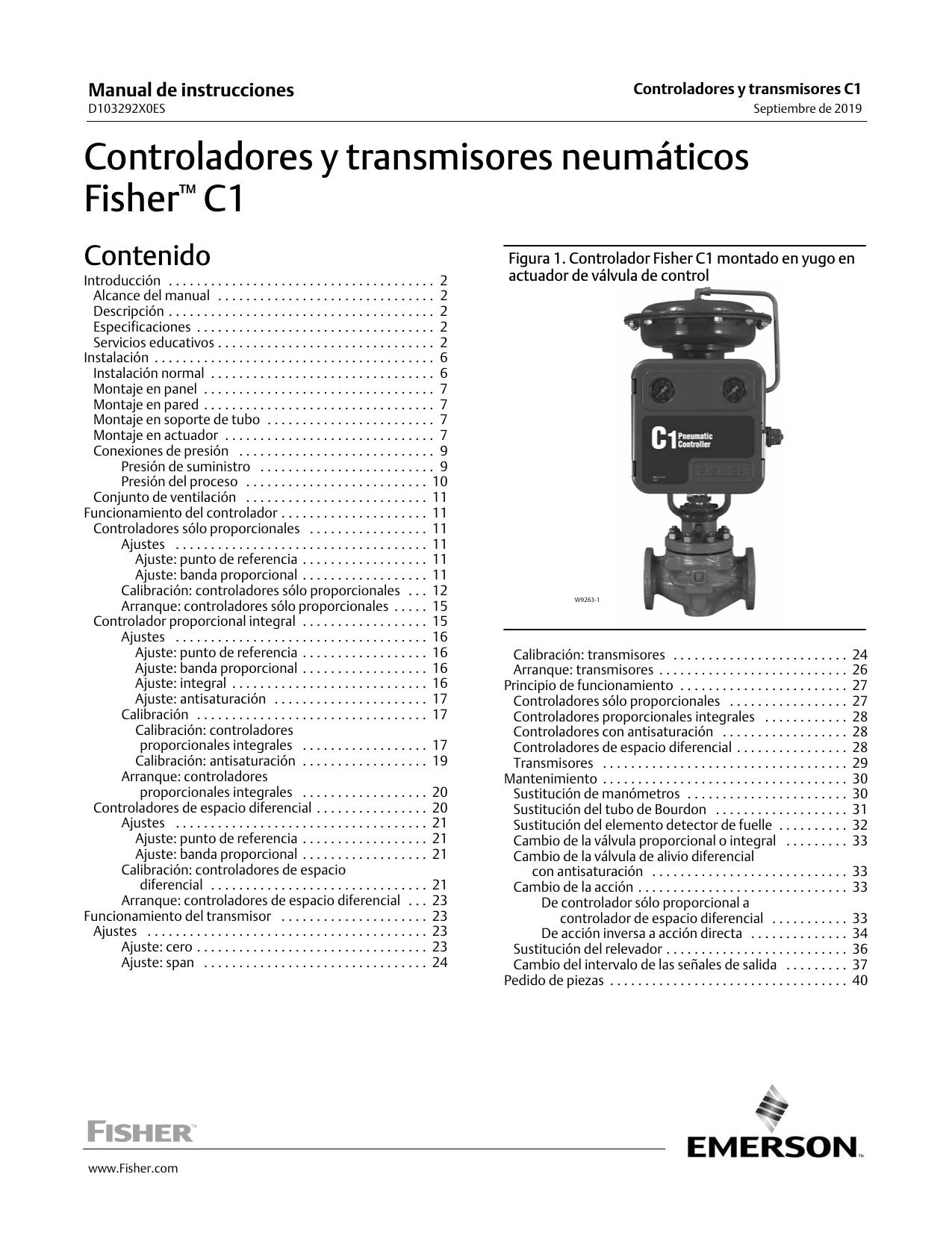Fisher Controladores y transmisores neumáticos C1 (C1 Pneumatic ...
