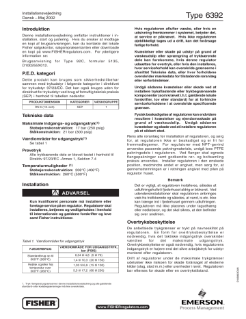 Fisher 6392 Installationsvejledning | Manualzz