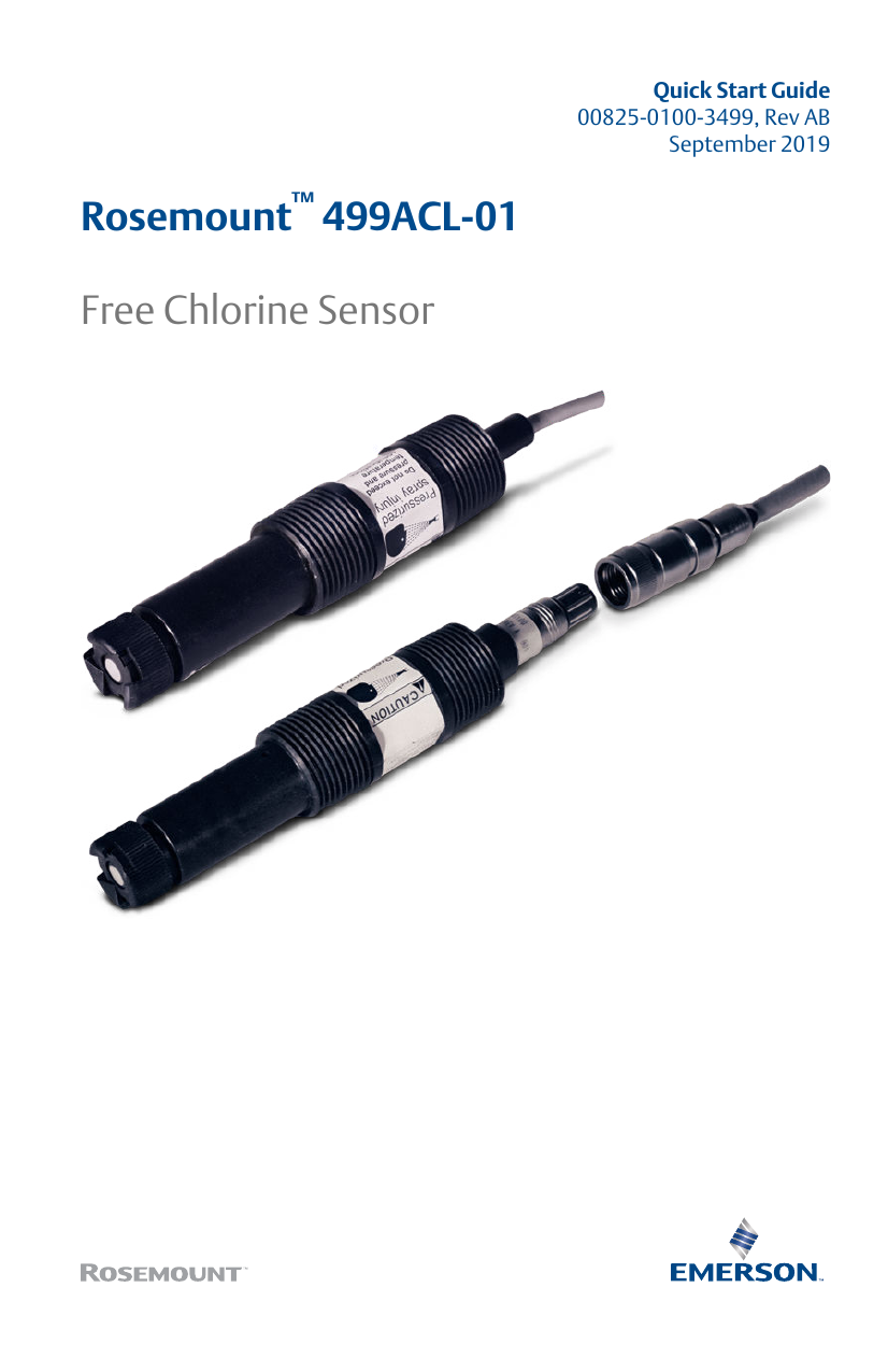 Rosemount 499ACL-01 Free Chlorine Sensor Quick start guide | Manualzz