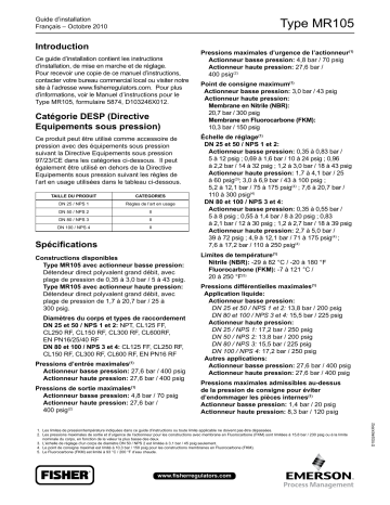 Fisher MR105 Guide d'installation | Manualzz