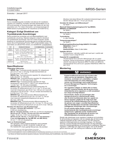 Fisher MR95 Serien Installationsguide | Manualzz