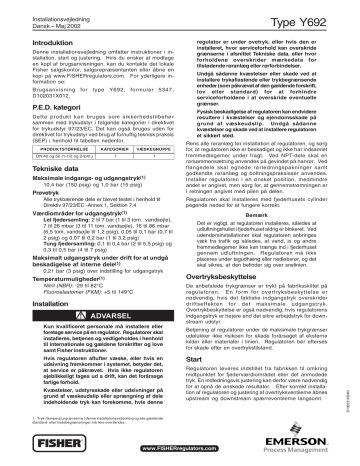 Fisher Y692 Installationsvejledning | Manualzz