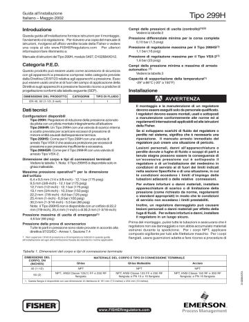 Fisher 299H Guida d'installazione | Manualzz