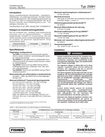 Fisher 299H Installationsguide | Manualzz