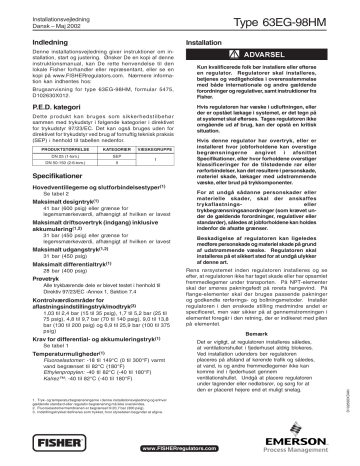 Fisher 63EG-98HM Installationsvejledning | Manualzz