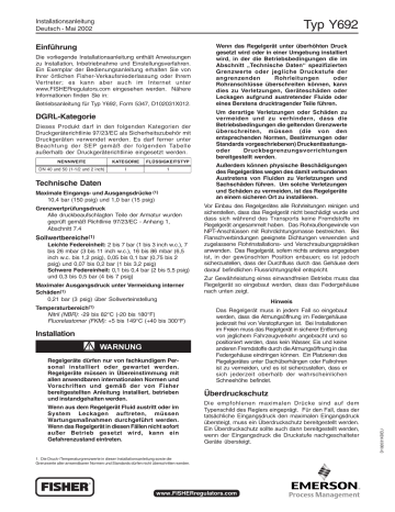 Fisher Y692 Installationsanleitung | Manualzz