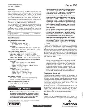 Fisher 168 Installationsguide | Manualzz