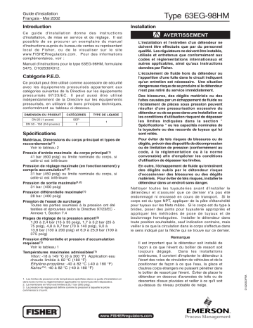 Fisher 63EG-98HM Guide d'installation | Manualzz