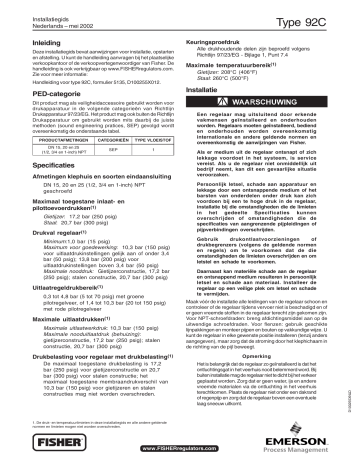 Fisher 92C Installatie gids | Manualzz