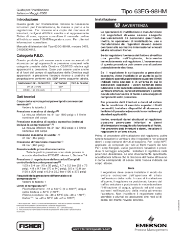 Fisher 63EG-98HM Guida d'installazione | Manualzz