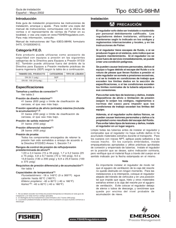 Fisher 63EG-98HM Guía de instalación | Manualzz
