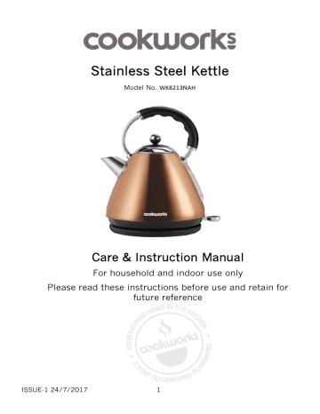 Cookworks Pyramid Kettle Instruction Manual | Manualzz