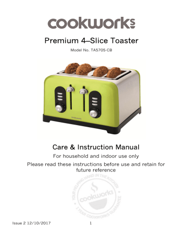 Cookworks Premium 4 Slice Toaster Instruction Manual | Manualzz