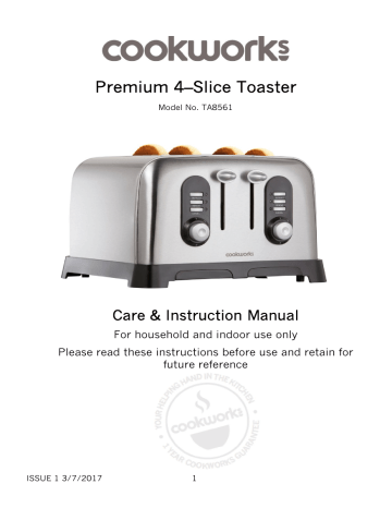 Cookworks 4 Slice Toaster Instruction Manual | Manualzz