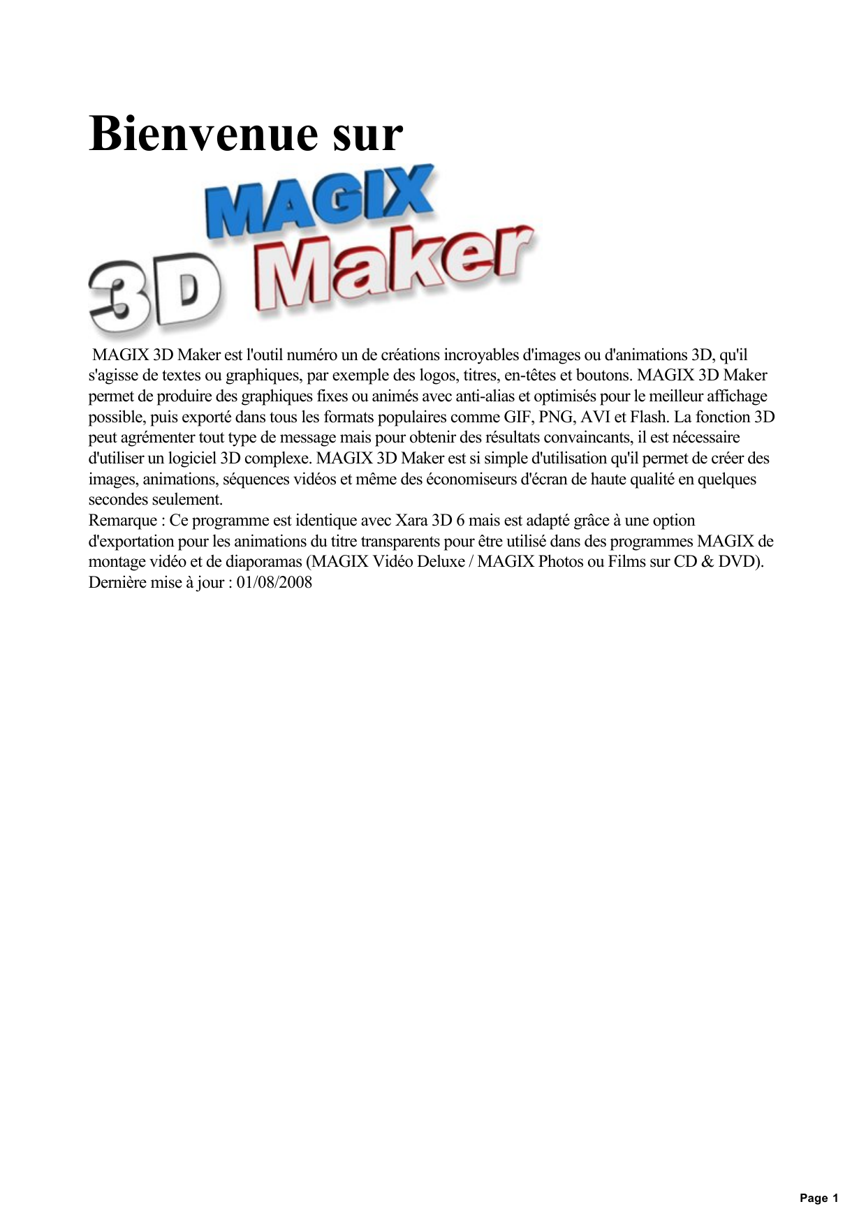 MAGIX 3D Maker 7 Mode d'emploi | Manualzz