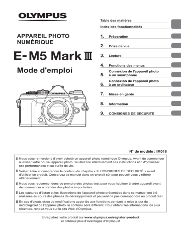 Olympus E-M5 Mark III Mode d'emploi | Manualzz