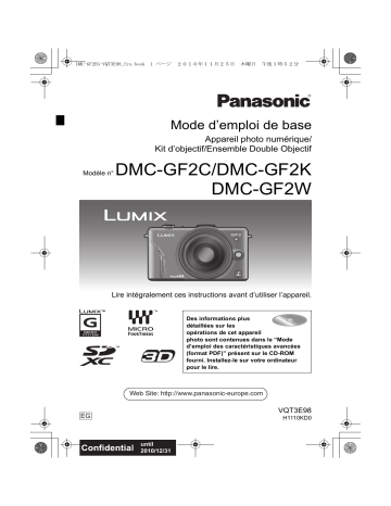 Panasonic DMC GF2K Mode d'emploi | Manualzz