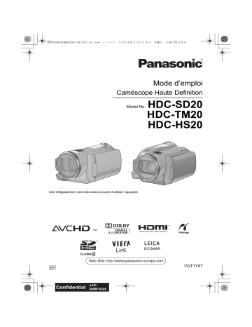 Panasonic HDC TM20 Mode d'emploi | Manualzz
