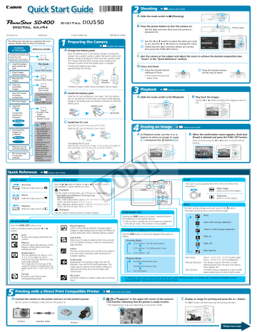Canon PowerShot SD400 User guide | Manualzz