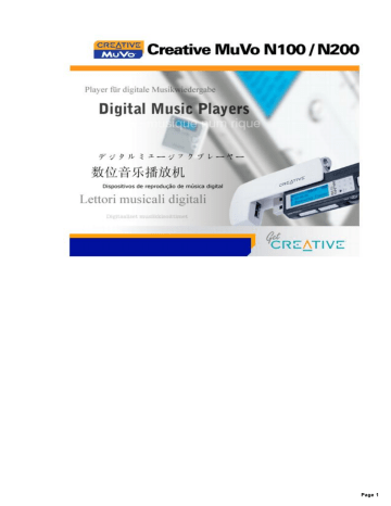 Creative MuVo N200 Guide - User Manual & Information | Manualzz