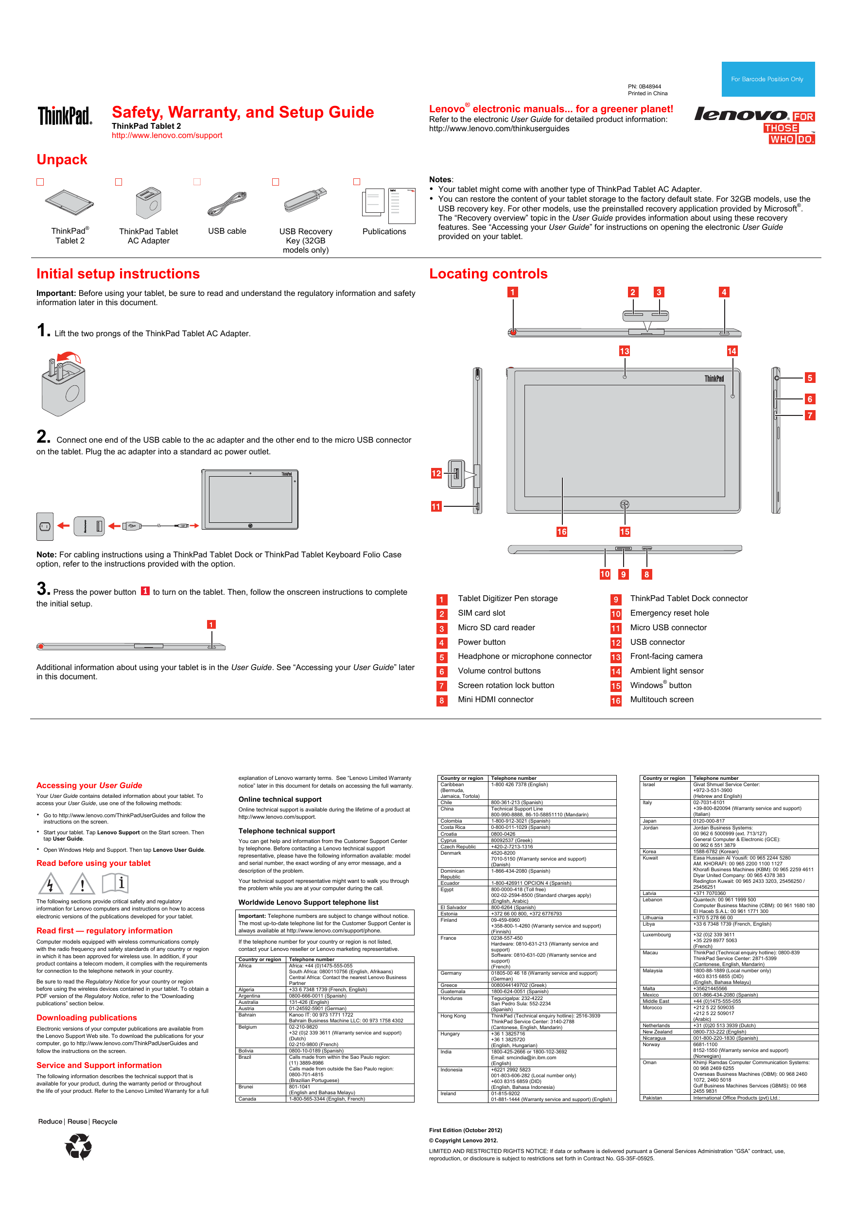 Lenovo ThinkPad Tablet 2 Installation guide | Manualzz