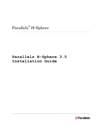 Parallels H-Sphere 3.5 Installation Guide | Manualzz