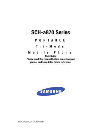 Samsung SCH-A870 Verizon Wireless User Guide | Manualzz