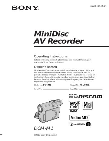 Sony DCM-M1 Instructions | Manualzz