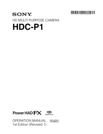 Sony HDC-P1 Operation Manual | Manualzz