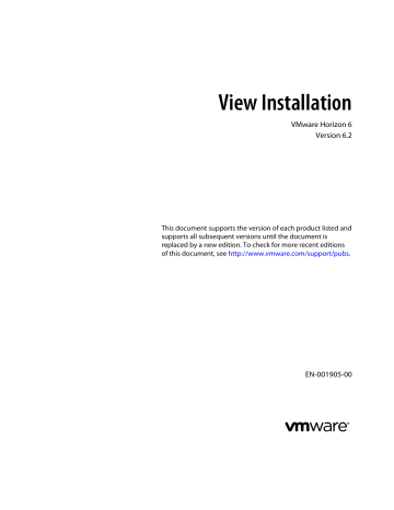 VMware Horizon View 6.2 Installation Manual | Manualzz