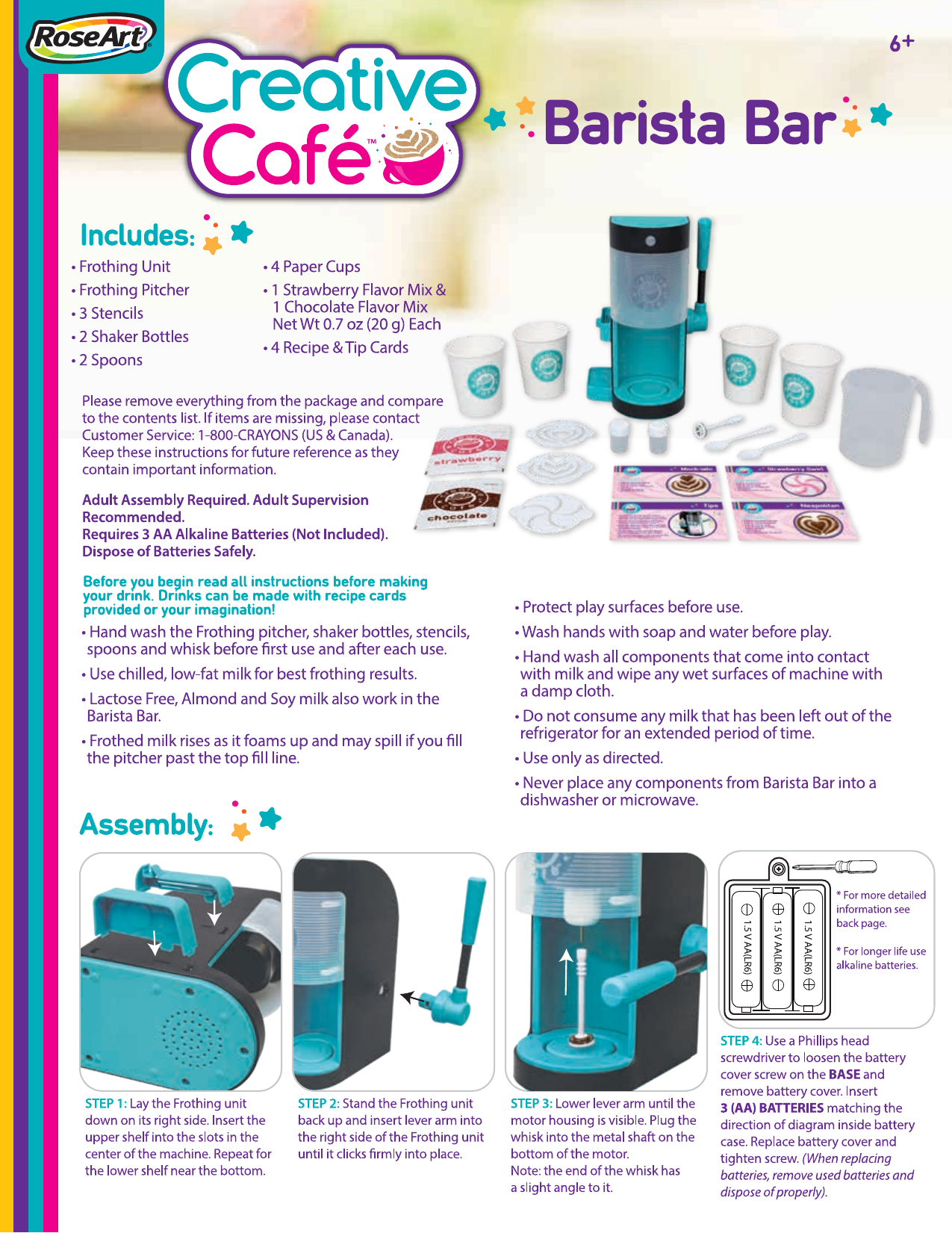 Mattel Creative Café Barista Bar Instruction Sheet | Manualzz