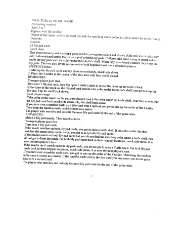 Mattel Fisher-Price Games Turtle Picnic Instruction Sheet | Manualzz
