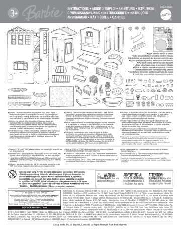 Barbie J0505, Barbie 3-Story Dream House Playset Instructions | Manualzz