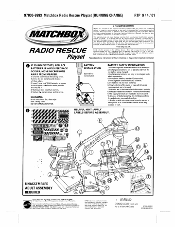 Mattel Matchbox Radio Rescue Playset Instruction Sheet | Manualzz