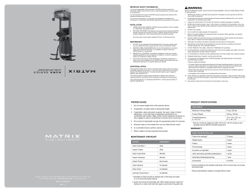 Matrix G3-S60 Aura Dip / Chin Assist Owner's Guide | Manualzz