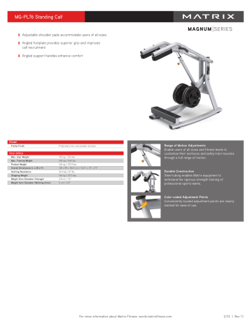 Matrix MG-PL76 Magnum Standing Calf Owner's Guide | Manualzz