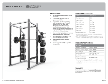Matrix VY-D47 Varsity Power Rack Owner's Guide | Manualzz