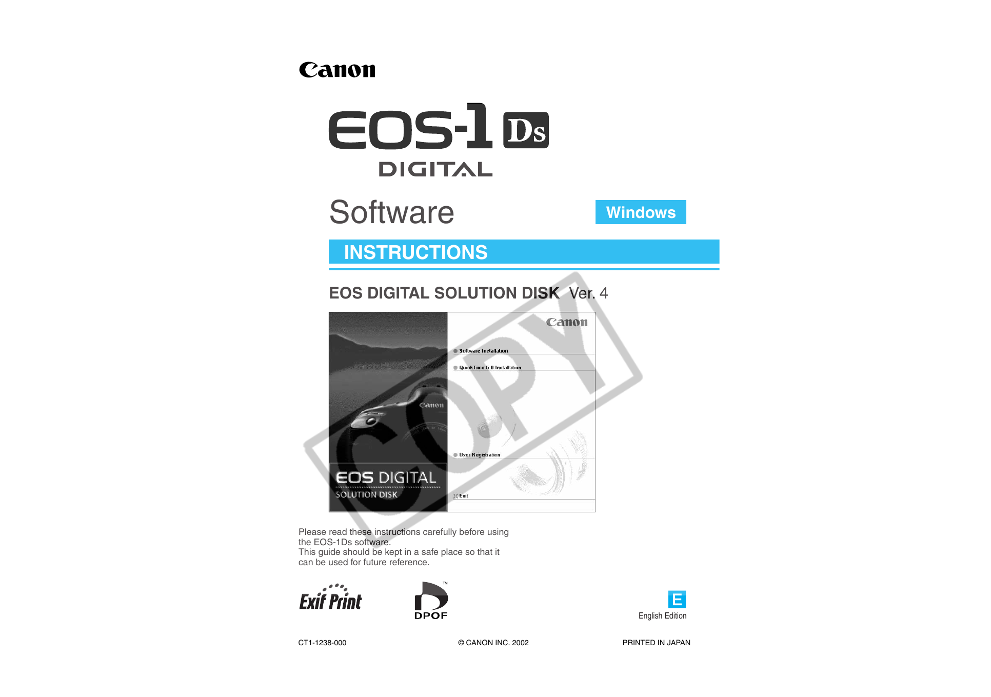Canon EOS-1Ds camera Instructions | Manualzz