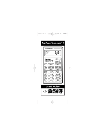 Calculated Industries 9526 TimeCard Tabulator II User Guide | Manualzz