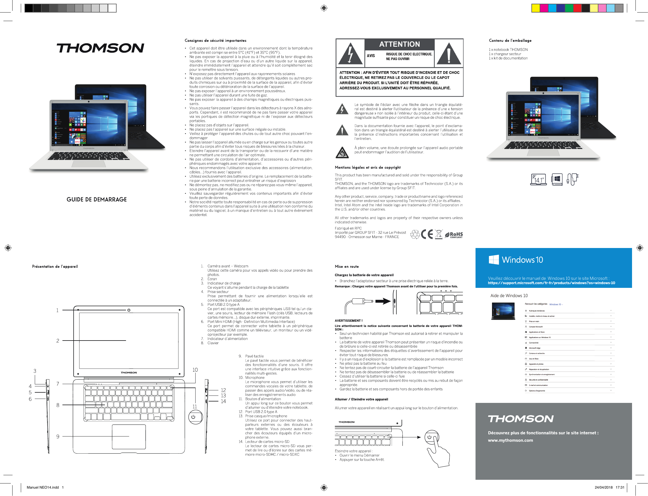 Thomson NEO 14A-2WH32 Ordinateur portable Owner Manual | Manualzz