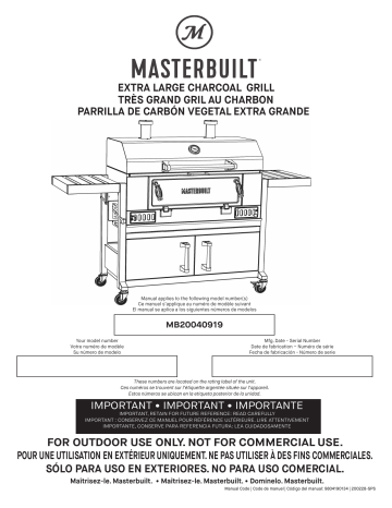 Masterbuilt MB20040919 36-inch Charcoal Grill in Black User Manual ...