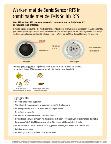 Somfy Sunis Sensor RTS-Telis Soliris RTS de handleiding | Manualzz