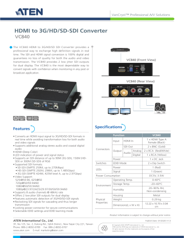 Aten VC840 Converter Datasheet | Manualzz